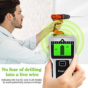 Kuject Stud Finder Wall Scanner - 8 in 1 Electronic Stud Sensor with Magnetic Detector, Bubble Level, LCD Display, Wall Scanner for the Center and Edge of Metal Wood AC Wire Studs Joist Beam