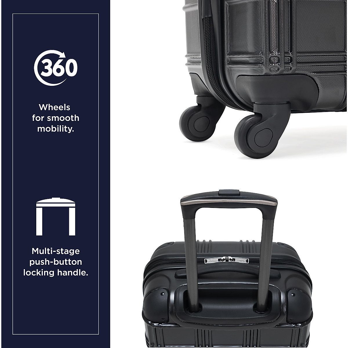 Ben Sherman Nottingham Lightweight Hardside 4-Wheel Spinner Travel Luggage, Charcoal, 3-Piece Set (20"/24"/28")