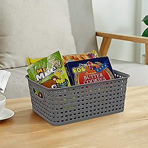 Pekky Grey Plastic Storage Baskets, Classroom Organization Baskets, 6 Packs