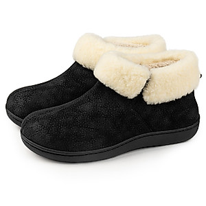 RockDove Women's Sierra Faux Leather Bootie Slipper, Size 7 US Women, Black