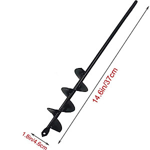 SYITCUN 1.8“x14.6 Auger Drill Bit for Planting Solid Shaft Heavy Duty Auger Spiral Drill Bit for Planting Bulb Bedding Plants Plants Drill bit for 3/8” Hex Drive Drill