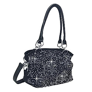 Zzfab Laser Cut Bling Purses Double handle purse Black
