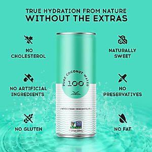 100 Coconuts Pure Coconut-100% Pure Coconut Water - Low Calorie All-Natural Drink with Electrolytes - Naturally Sweet, no preservatives - Non-GMO, 11 fl oz, Pack of 12 (Pure Coconut Water)