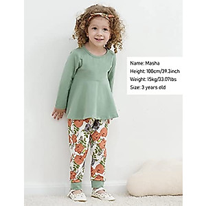 bilison Toddler Baby Girl Clothes Solid Color Ruffle Tops Floral Pants with Headband Outfit Set