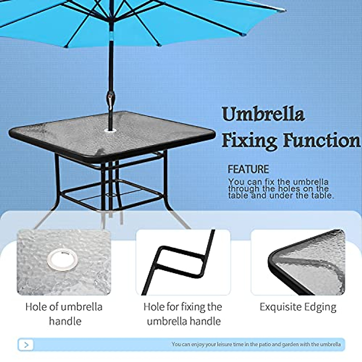 Flamaker Outdoor Furniture 5 Pieces Patio Furniture Set Patio Dining Set Patio Chairs and Table with Umbrella Hole (Grey)