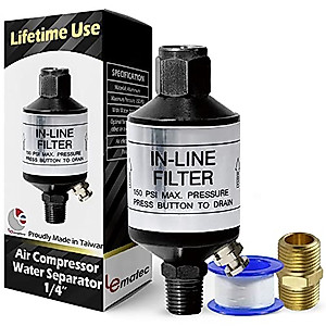 LE LEMATEC Air Compressor Water Separator, Heavy Duty Air Compressor Filter provides Clean Dry Air. Compressed Air Dryer with Drain Valve by LE LEMATEC