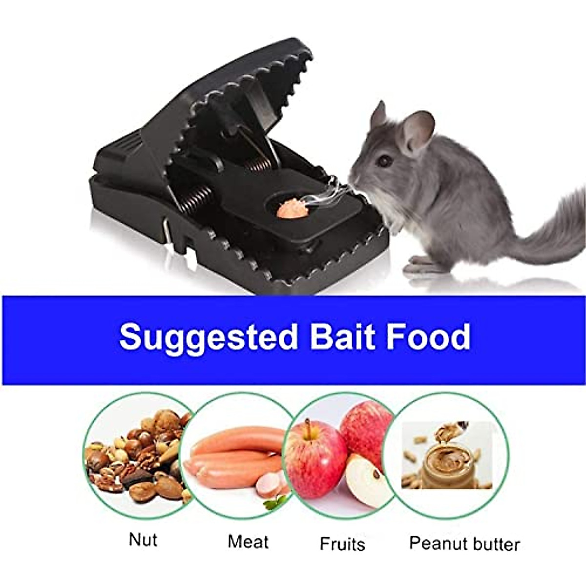 Mouse Trap,Reusable Mice Trap for House Hands-Free Quick Kill Small Rat Traps Indoor Outdoor Effective Sanitary Safe Mousetrap Catcher for Family and Pet