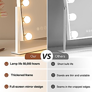 ZL ZELing Makeup Mirror with Lights, Vanity Mirror with Lights, Lighted Makeup Mirror, 3 Color Modes, Dimmable Light,360° Rotation