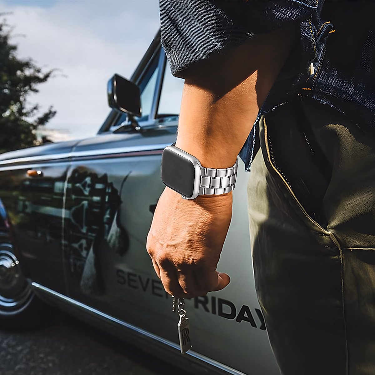 Bestig Compatible for Apple Watch Band 49mm/46mm/45mm/44mm/42mm(Series 3 2 1) Men Women, Premium Solid Stainless Steel Metal Sport Business Strap for iWatch Ultra Series 10 9 8 7 6 SE 5 4(Silver)