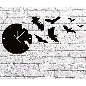 IMIKEYA Wall Clock 3D Bats Wall Decoration Realistic Scary Bat Wall Decal Sticker Decor for Bathroom Bedroom