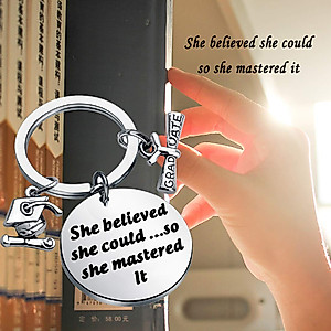 HOLLP She Believed She Could So She Mastered It Keyring Graduation Jewelry Inspirational Gift for Women Girl Sister Mother Friend (Keyring)