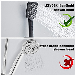 LCEVCGK Shower Head, Shower Faucet Set Square Shower Combo System with 8'' Rainfall Shower Head Wall Mount 3-Setting Handheld Shower,Stainless Steel Bath Shower Head,Matte Black