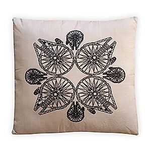 Star Wars Tan Throw Pillow | Black Millennium Falcon Pattern Design | Water & Fade Resistant Fabric For Indoor & Outdoor Use | 20 x 20 Inches