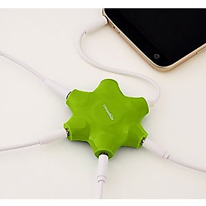 Amazon Basics 5-Way Multi Headphone Audio Splitter Connector, Lime Green