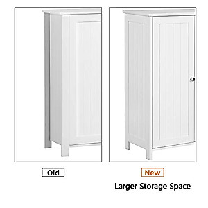 Topeakmart Bathroom Floor Cabinet Double Doors Free-Standing Storage Cabinet with Adjustable Shelves, Anti-toppling Design, White