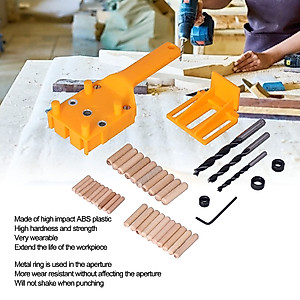 Handheld Dowel Jig Kit for Woodworking, High Impact ABS Plastic, Metal Aperture, Precise Adjustment, Self Cente, Effective Positioning