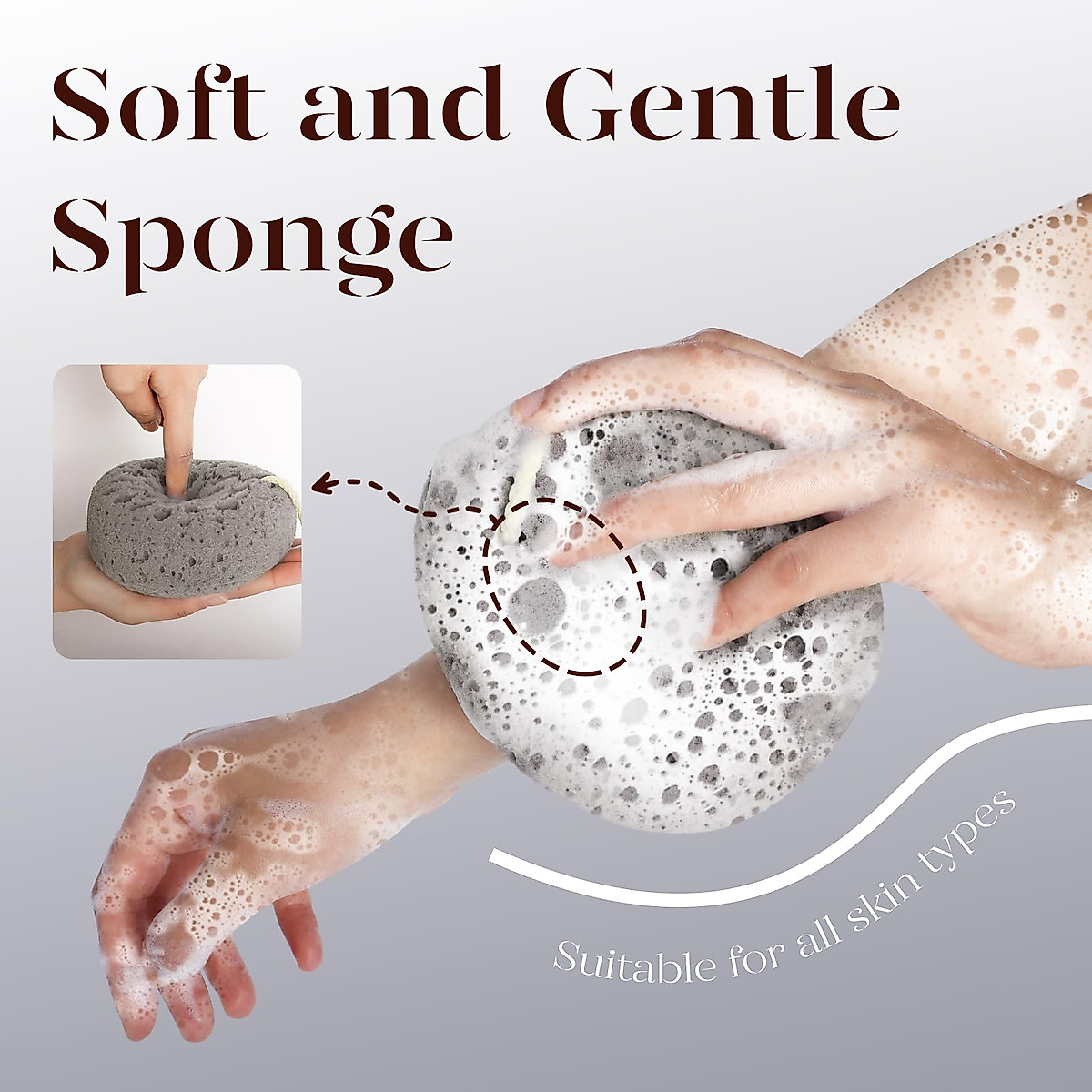 BAIMEI Bath Sponge, Sponge Loofah Body Scrubber, Shower Pouf Cleaning Loofahs Sponge, Shower Use Sponge (2pcs)