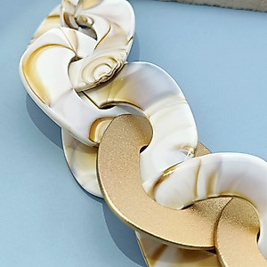 Coiris Statement Chunky Necklace Metal Punk Acrylic Cuban Link Chain Necklaces Bohemian Tortoise Shell Acrylic Resin Chain Link(N0090-Beige)