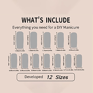 BABALAL Square Press on Nails Long Fake Nails Blue French Tip Glue on Nails Glitter Shiny Heart Design Acrylic Nails 24Pcs Squoval Manicure Artificial False Nails for Women and Girls