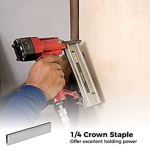 Homaisson Narrow Crown Staples, 2400 Pcs 1/4 Crown Staples for 18 Gauge Staplers, Sturdy Carbon Steel Construction Staples for Upholstery Floor Underlayment Molding