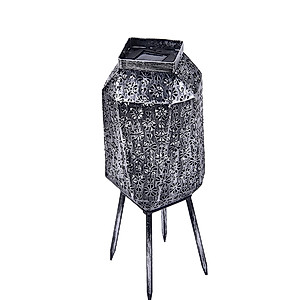 MicDecor 2 PackWrought Iron Solar Palace Lanterns in The Garden, Solar Lights in The Lakeside (Silver)