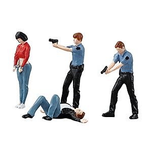 predolo 4Pcs 1:64 Scale Tiny People Resin Policeman Figurines Fairy Garden Desktop Ornament Layout S Scale DIY Projects Miniature Dioramas Decor