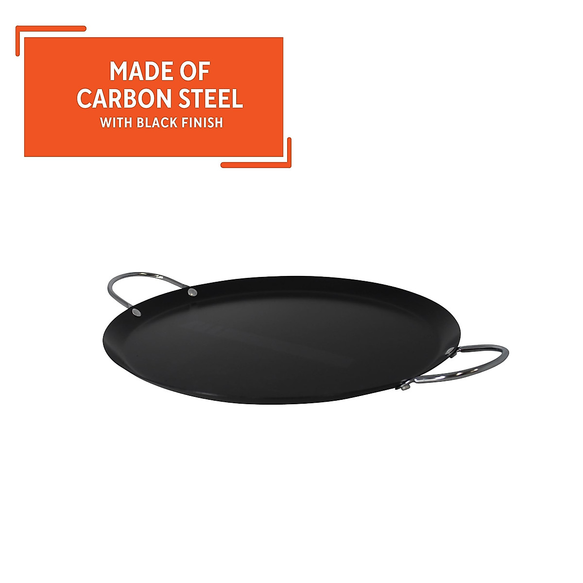 IMUSA 9in Carbon Steel Nonstick Round Comal with Metal Handles, Black