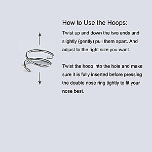 Goenjoy Double Nose Hoop Ring for Single Piercing Nose Hoop, Silver Spiral Nose Hoop For women, Nostril Piercing Jewelry