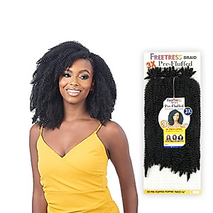 Shake N GO FreeTress Crochet Braids 3X Pre-Fluffed Poppin Twist 16 Inch (1-pack, 1B)