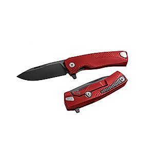 LionSTEEL ROK Framelock EDC Folding Knife, M390 Blade, Aluminum Handles, Made in Italy (Red)