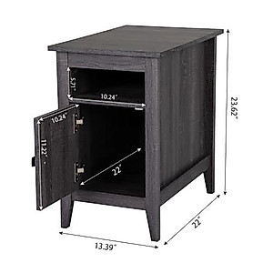 Nightstand with one-Door Storage Cabinet and Open Shelf