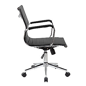Techni Mobili Modern Medium Back Office Chair with Tilt and Height Adjustment, Executive Task Chair with Armrest and Non Marking Caster Wheels, Black