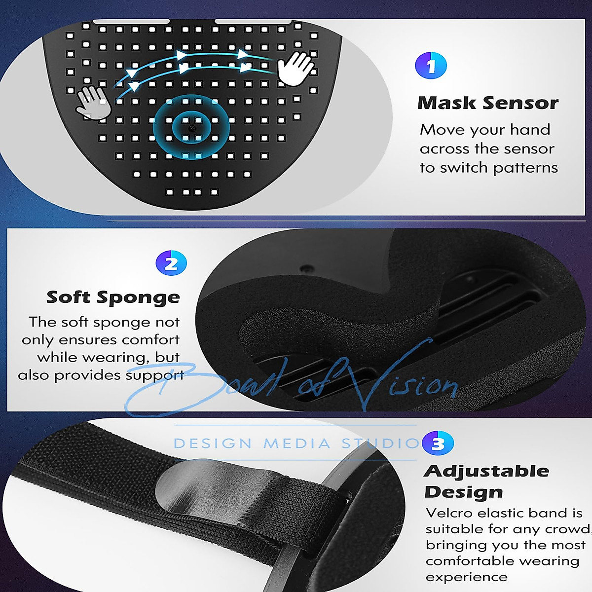 GPJYD Led Mask,Light Up Mask with Gesture Sensing,Light Up Luminous Digital Glow Mask Cool Masks for Adult/Kids Halloween Rave Dj Party Costume Cosplay Party Masquerade