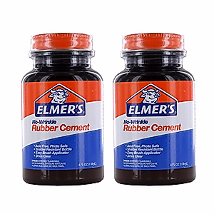Elmer's No-Wrinkle Rubber Cement, Acid-Free, 4 Oz Bottle, Pack of 2