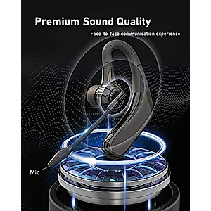 Mosonnytee Headphones Wireless Bluetooth earpiece Noise Cancelling Headphones with Microphone Truck Bluetooth Headset Hands-Free for Cell Phone with Replaceable Batteries for 20-Hours (Gold)