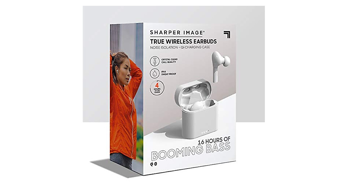Sharper Image Soundhaven Wireless Earbuds with Qi Charging & 16H Playtime