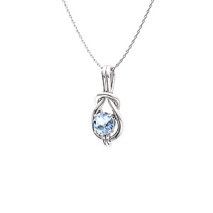 Diamondere Natural and Certified Aquamarine Infinity Knot Solitaire Necklace in Sterling Silver | 0.37 Carat Pendant with Chain