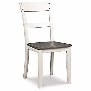 Signature Design by Ashley Nelling Modern Farmhouse Weathered Dining Chair, 2 Count, White & Dark Brown