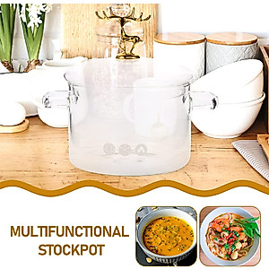 Glass Cooking Pot with Deer Cover - 1.4L/44oz Christmas Stovetop Cooking Pot with Lid Heat Resistant Glass Saucepan High Borosilicate Glass Cookware Stock Pot Simmer Pot Clear Soup Pot