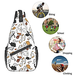 Cute Cartoon Cat Sling Bag Fashion Crossbody Chest Bag Backpack Shoulder Bag For Travel, Hiking, Cycling, Camping