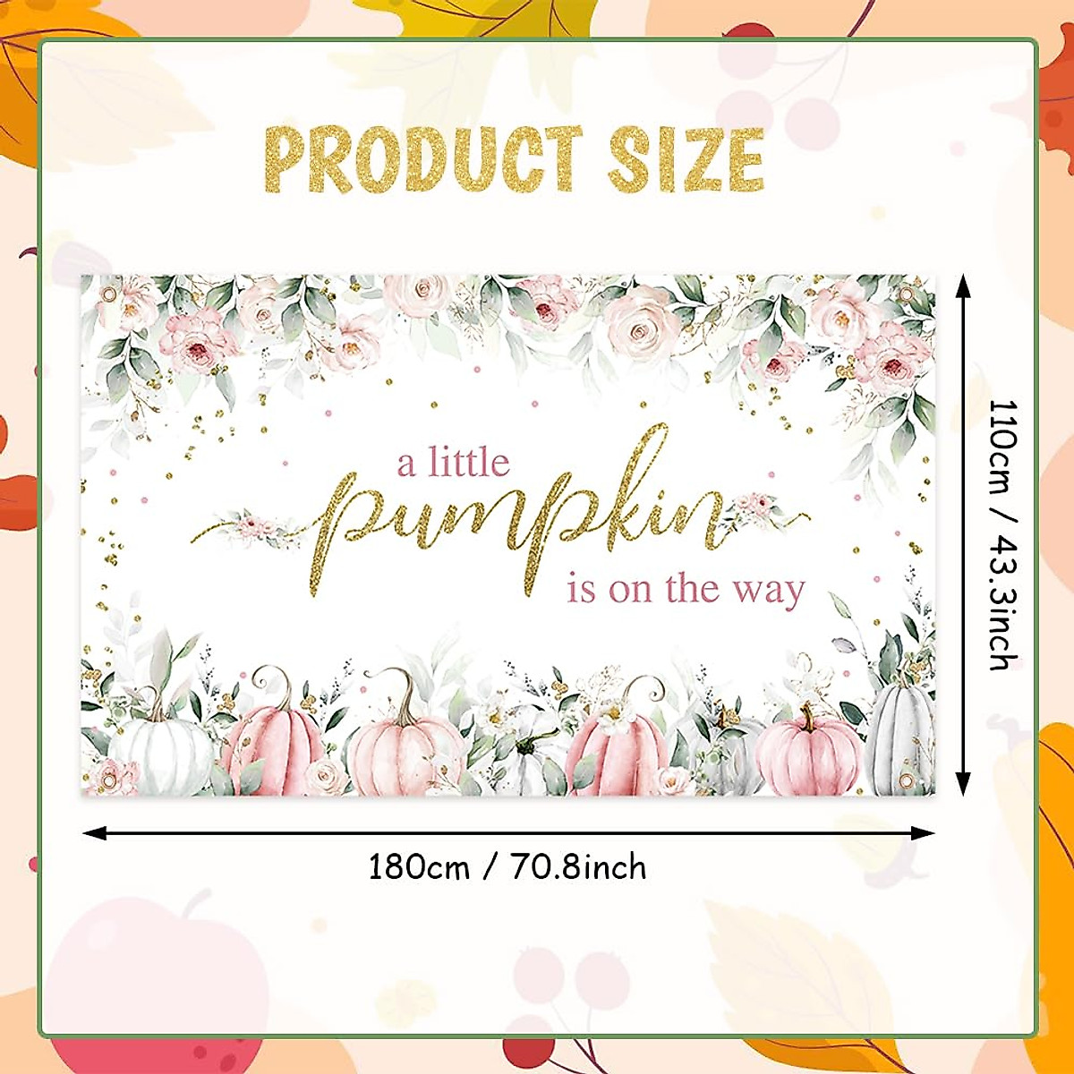 AIBIIN 116pcs Little Pumpkin Baby Shower Decorations for Girls Fall Pumpkin Balloon Garland Arch Kit with Pumpkin Baby Shower Backdrop Fall Pumpkin for Thanksgiving Baby Shower Decor