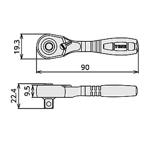 TONE Short Ratchet Handle Compact Head (Socket Hold Type) RH3CHS 3/8" Inch Drive