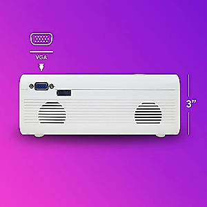 Ematic EPJ590WH Portable Projector 800 x 480 Native Resolution Support 1080p Video Source, Gaming Console, PC, Laptop, Streaming Devices and More