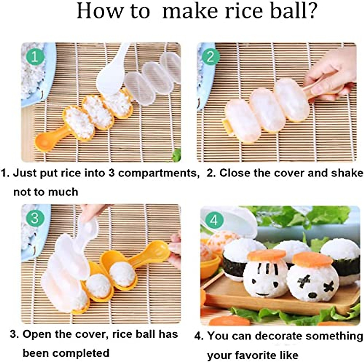 MXY Rice Ball Mould Shaker Sushi Roll Maker Kitchen Tools for Shake DIY Lunch with a Mini Rice Paddle (L-819)