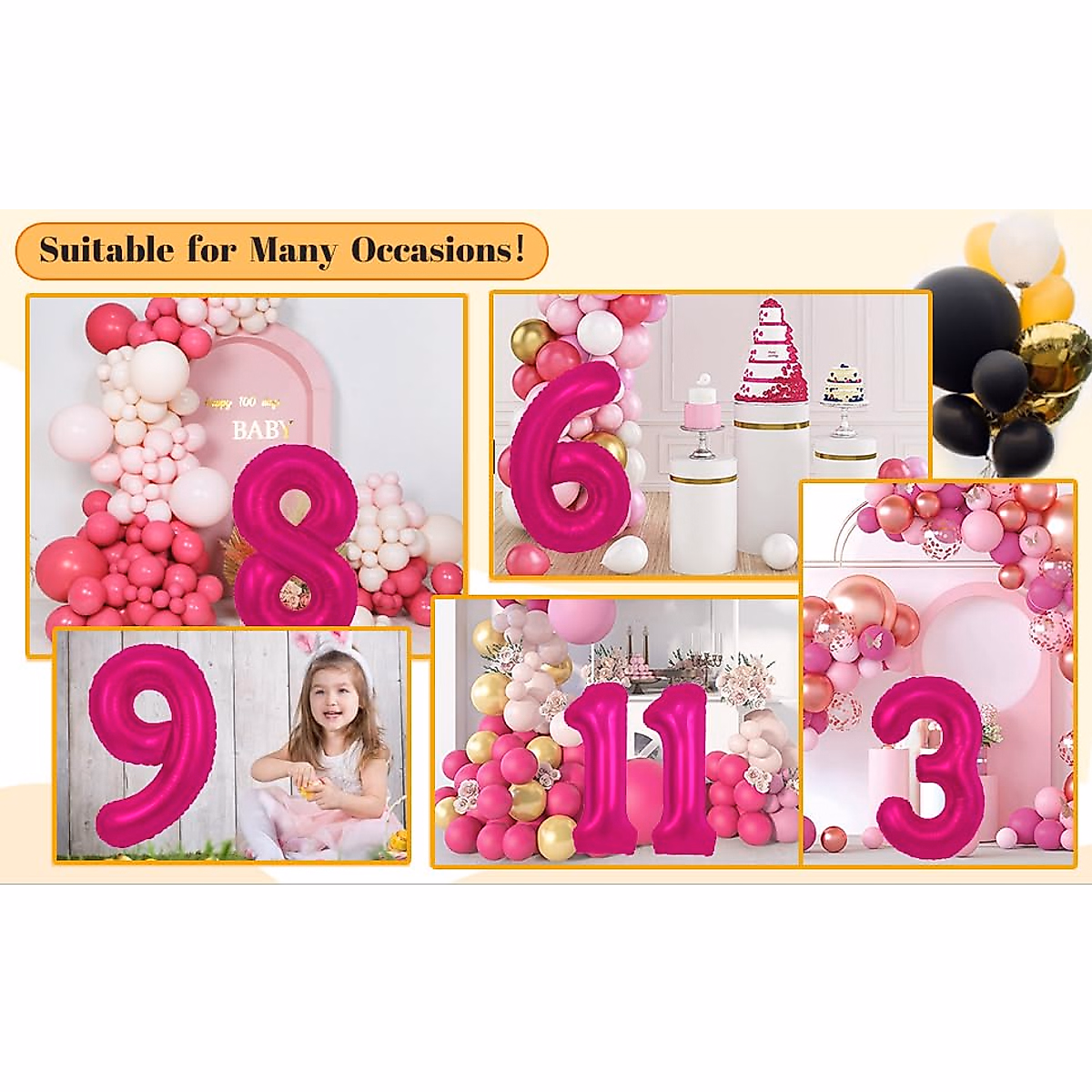 40 Inch Hot Pink Number 5 Balloon 5 Years Old Birthday Decorations Pink Five Balloons for 5th Birthday Decorations Girl Number 5 Balloon Pink for 5th Birthday Balloons 5 Years Anniversary Decors