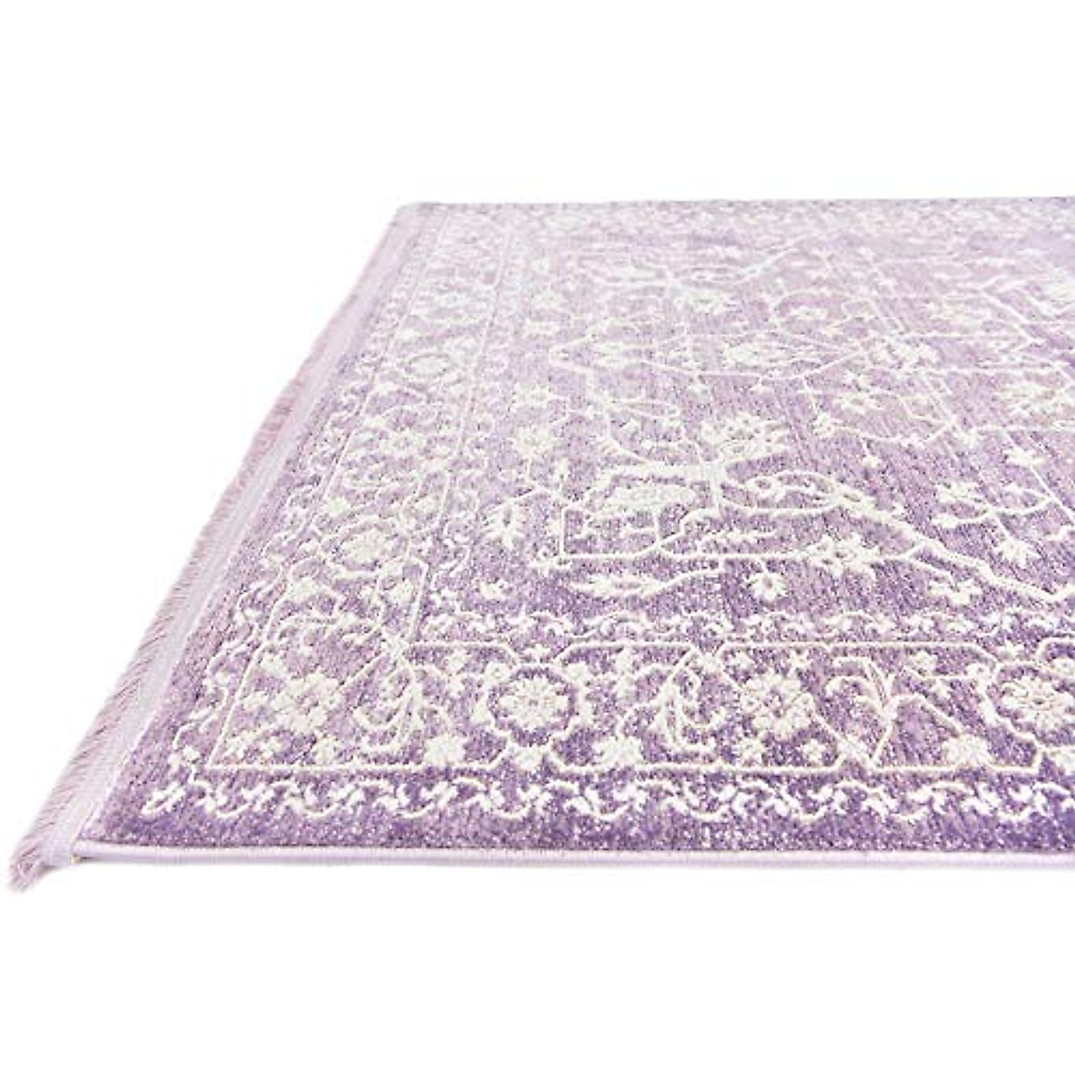 Unique Loom Traditional Classic Intricate Design Distressed Vintage Detail, Area Rug, 4 ft x 6 ft, Purple/Ivory