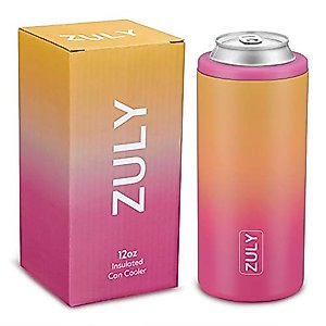 Zuly - 12oz Insulated Can Cooler for Slim Beer & Hard Seltzer Stainless Steel Double Wall Vacuum Insulated Drink Holder Pink for Slim Truly White Claw Henrys Bon Viv Corona Red Bull