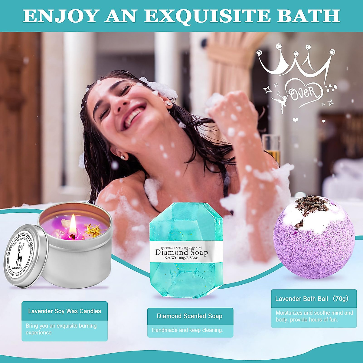 QZMBSOD Gifts for Women, Birthday Gifts for Women Self Care Gift for Women Gift Basket for Women Her,Friends,Mom,Wife Lavender Gift Unique Gift Ideas for Women (10pack Scented Set)