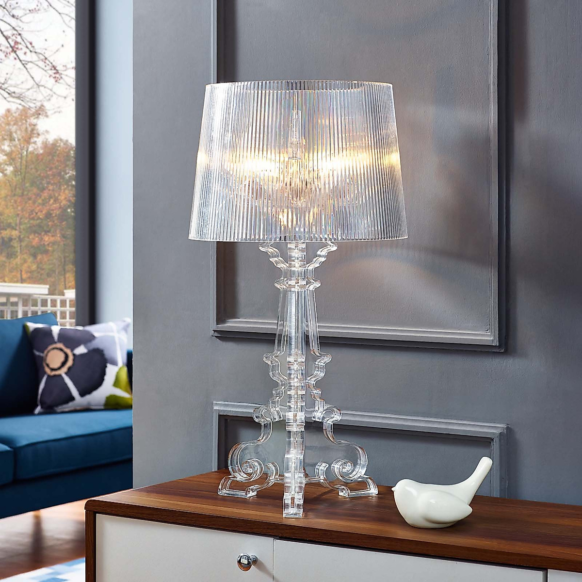 Modway French Grande Acrylic Table Lamp in Clear