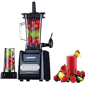 Ovente Kitchen Countertop Blender with Dispenser Stainless Steel Blade & 1.5L BPA-Free Portable Easy Clean Jar, 1000 Watt Base Powered Electric Mixer for Smoothie Protein Shakes, Black BLH1000B